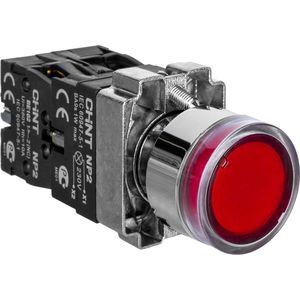 Кнопка управления NP2-BW1462 выступающая, красная, 1НЗ, AC/DC230В (LED), IP40 (R) | CHINT